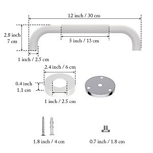 12 Inch Anti Slip Shower Grab Bar Oil Rubbed White, Munzong Bathroom Grab Bar, Knurled Bathroom Balance Bar,Safety Hand Rail Support Handicap Elderly Injury Senior Assist Bath Handle