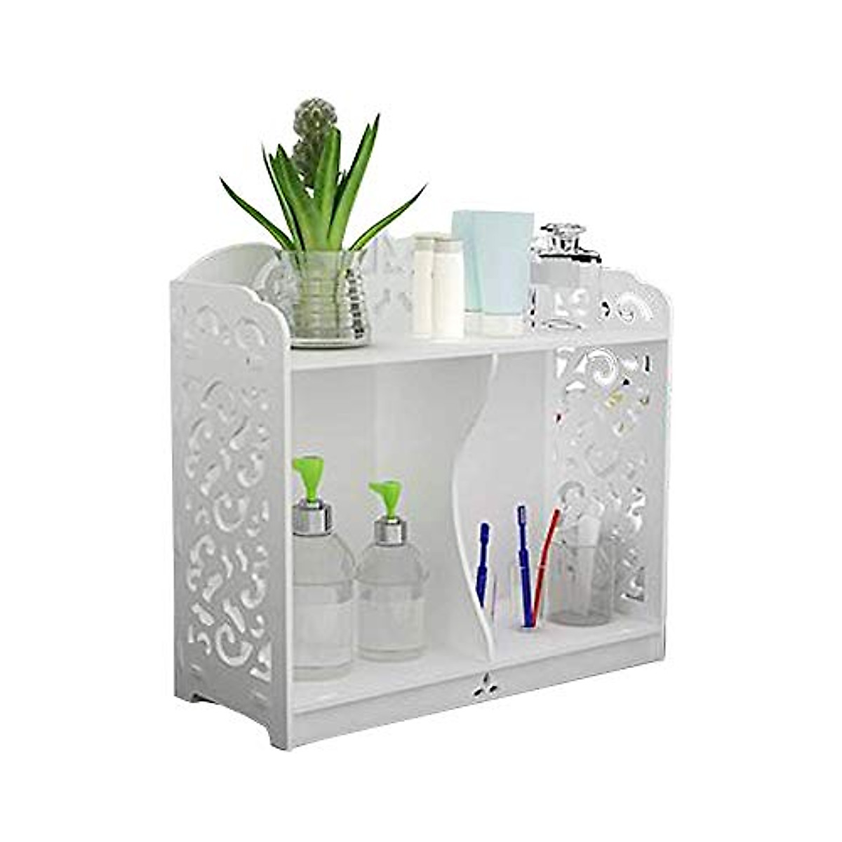 Countertop Bookshelf Wood Display Shelf Desktop Organizer Office Storage Rack Stand Shelf Decor White Desk Dresser Organizer for Desktop, Tabletop or Counter