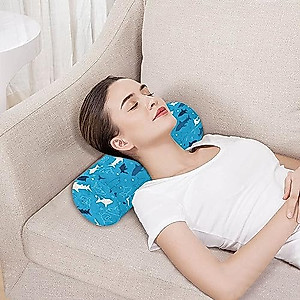 Vnurnrn Sharks Neck Support Pillow Round Neck Roll Bolster Cylinder Pillow Cervical Pillows Body Pillow for Leg Knee Back Head Support for Work Men Women Bed