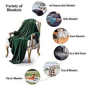 JIAHANNHA Fleece Blanket King Size Green 108 by 90 Inches Blankets for Couch Sofa Bed 280GSM,Super Soft Cozy and Luxury Bed Blanket for All Season