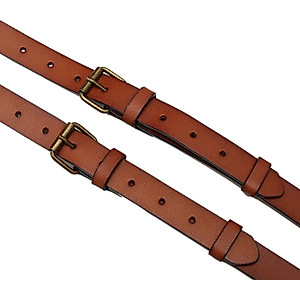 EURYNOME Leather Suspenders For Men Wide Genuine Leather Suspenders Adjustable Brown Personalized groomsmen gifts