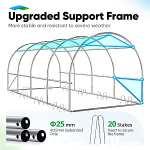 Quictent Upgraded 20x10x6.6 FT Large Walk-in Greenhouse for Outdoors, Heavy Duty High Tunnel Green House w/ PE Cover 2 Zipper Screen Doors Galvanized Steel Frame Garden Plant Hot House 20 Stakes White