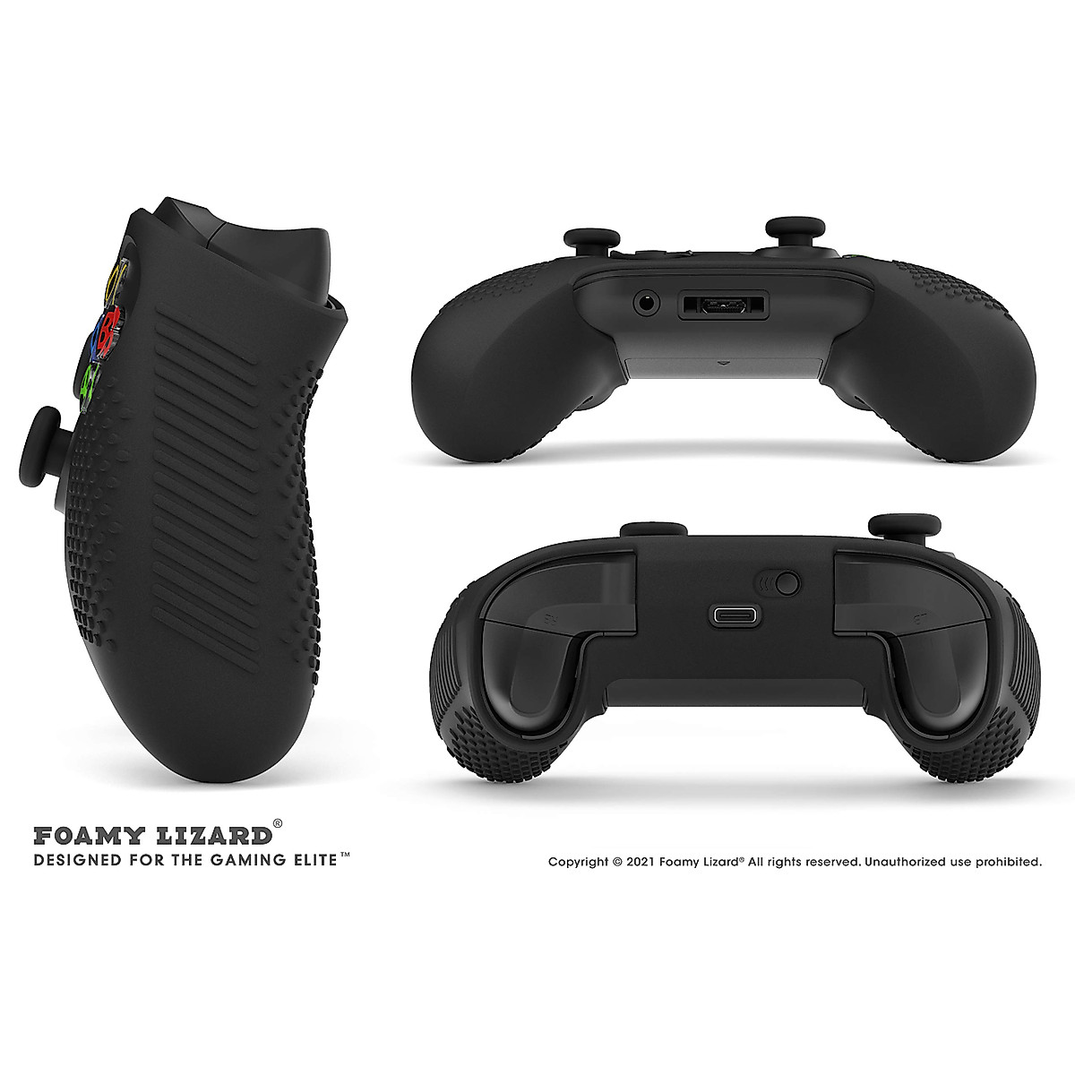 Foamy Lizard SeriesPro Controller Skin for Xbox Series X & S Protector Ergonomic Soft Studded Anti-Slip Silicone Rubber Gel Grip Case, 1 Cover + 8 Raised Thumb Grip Caps (NOT for Elite 1/2) (Green)