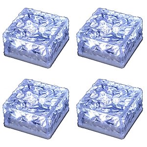 Solar Lights Outdoor Waterproof LED Rock Lights Brick Lights Pavers Lights Landscaping Lights for Garden, Patio, Pathway, Yard Decor 4x4 Size (White 4Pack)