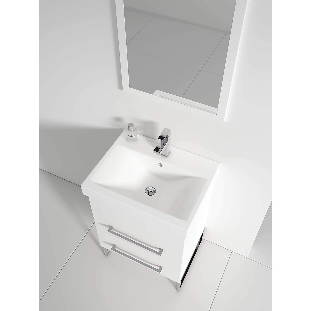 Fine Fixtures - Modern White 24" Bathroom Vanity Set,Chrome Hardware, vitreous China Sink Top