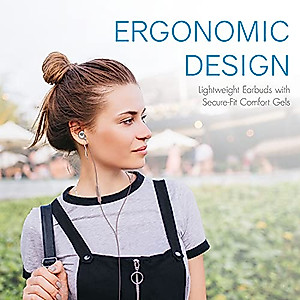 Realm Lightning Earbuds Apple MFi Certified Headphones, in-Ear Headphones with Lightning Connector, Built-in Microphone, Hands-Free Calling and Track Controls, Rose Gold, Pink, RLMA12RG