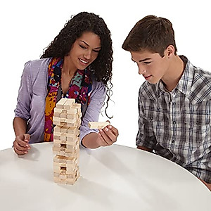 Jenga Classic Game with Genuine Hardwood Blocks, Stacking Tower Game for 1 or More Players, Kids Ages 6 and Up