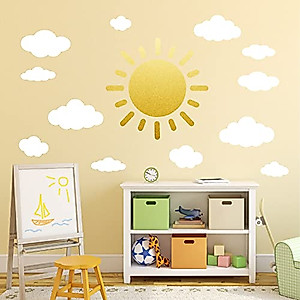 Sun Wall Decal White Cloud Wall Decals Nursery Wall Decor Kids Wall Decals Peel and Stick Wall Stickers Clouds for Ceiling Vinyl Wall Decals for Kids Baby Children's Bedroom Playroom Decor