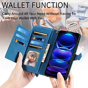 Monwutong Zipper Storage Wallet Case for Redmi Note 12 Pro 5G, Case for Xiaomi Poco X5 Pro,Skin Friendly Feel Leather Case with Muliti-Card Slots Holster for Poco X5 Pro/Note 12 Pro,SZY Pink