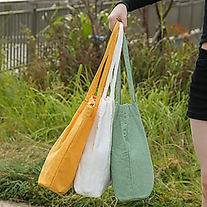 Tellumo Fashion Tote Bag for Women Girl Corduroy Shoulder Cord Purse with Inner Pocket (Cow Pattern)