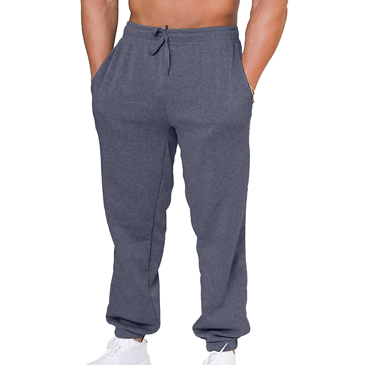 UNIQUE STYLES ASFOOR Elastic Bottom Baggy Sweatpants for Men, Soft Men’s Lounge Pants, Lightweight Men’s Athletic Pants, Fleece Sweat Pants with Pockets, Workout Joggers for Men | Charcoal - Large