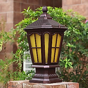 Mrdsre Outdoor Post Light Festive Lights Powered Post Base Mount Deck Light Waterproof Die-cast Aluminum Pillar Lamp E27 Landscape Yard Gate Pillar Lights for Villa Garden Porch Home Lighting