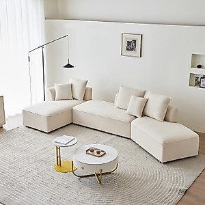 Curved Sectional Couches for Living Room, 141.73" Oversized L Shaped Modular Sofa Couch, Cloud Couch Corner Couch for Apartment, Bedroom, Office, Beige