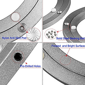 8 Inch Lazy Susan Hardware, A+Selected Heavy Duty Aluminium Lazy Susan Turntable, Sliver Rotating Turntable Bearing Table Base, Round Swivel Plate for Glass, Granite or Wood Kitchen Ding Table