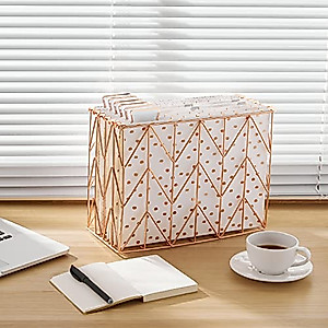 Y YOMA 12 Pack Rose Gold Hanging File Folders Letter Size Decorative File Folder Cute Pretty Hanging Folder Organizer for Filing Cabinet Office Home with 1/5-Cut Adjustable Tabs, 3 Gold Foil Design