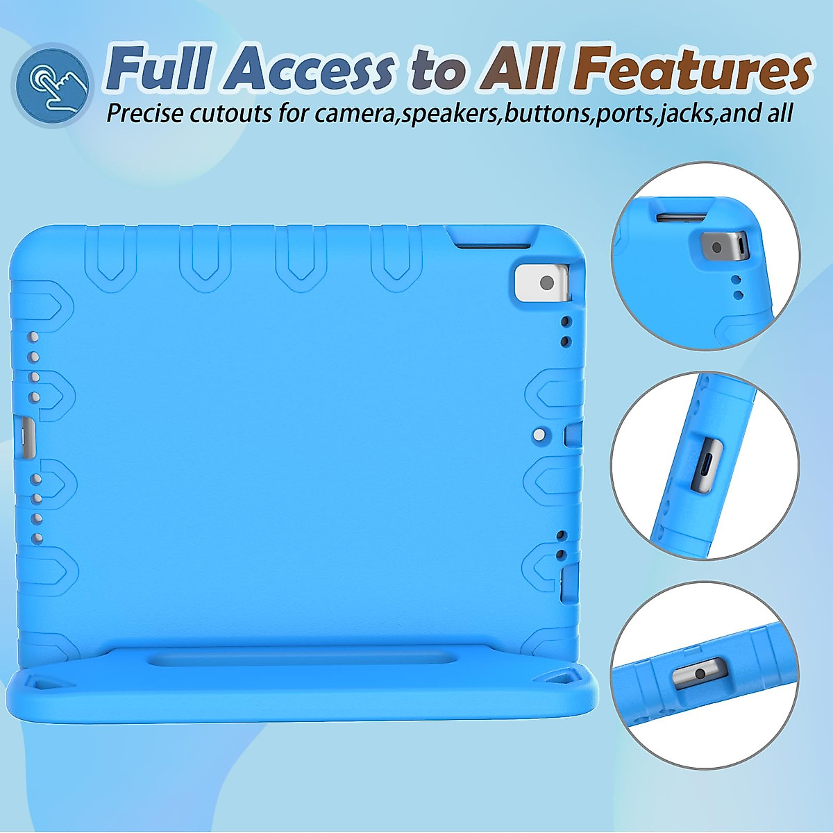 LTROP Kids Case for iPad 9th/ 8th/ 7th Generation (2021/2020/ 2019), iPad 10.2 Case for Kids, Shockproof Handle Stand Case for iPad 9/8/ 7 Gen 10.2 Inch - Blue