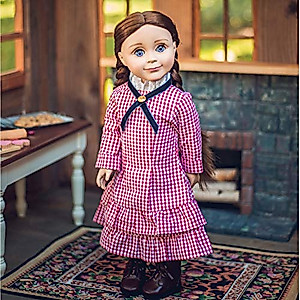 The Queen's Treasures 18 Inch Doll Clothes, Little House on The Prairie Authentic Laura Ingalls Red Check Dress Outfit, Compatible for Use with American Girl Dolls