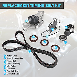 Timing Belt Kit with Water Pump for 3.0L 3.5L 3.7L 2003-2017 Honda Accord, Pilot, Odyssey, Ridgeline, Acura MDX, RDX, RL TL, TSX, ZDX - Replace # TCKWP329 TKH-002 - Timing Belt Water Pump Kit