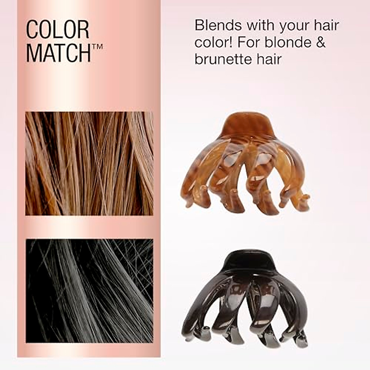 Scunci by Conair jaw claw clips - hair accessories for women - claw clips for thick hair - claw clip - Black & Tortoise- 2 Count