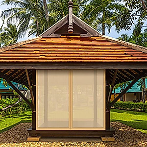 Universal Replacement Mosquito Netting for Patio Gazebo 10' x 12' Mosquito Net Camping 4 Panel Mosquito Net Gazebo Canopy Replacement Patio Mosquito Netting with Zipper for Porch, Khaki