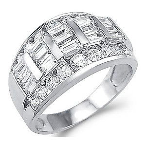 Size- 7 - Solid 14k White Gold Ladies CZ Cubic Zirconia Wedding Anniversary Band Ring 2.0 ct