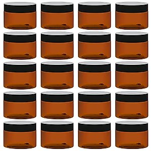 TUZAZO 4 Oz Amber Plastic Cosmetic Jars Leak Proof Small Container with lids for Cream, Lotion, Powder, Ointments, Beauty Products, 24 Pcs