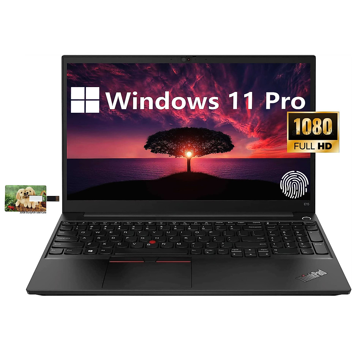 New Lenovo ThinkPad E15 Business Laptop, 15.6" FHD Display, Core i5-1135G7(Beat i7-10510U), Windows 11 Pro, 16GB RAM 512GB SSD,32GB Durlyfish USB Card