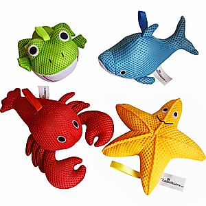 Little Additions Bath Toys for Toddlers 1-3, Baby Bath Toys with Bonus Mesh Bath Toy Storage Bag with Suctions for Easy Drying, Mold Free Bath Toys, Toddler Bath Toys Ocean Collection