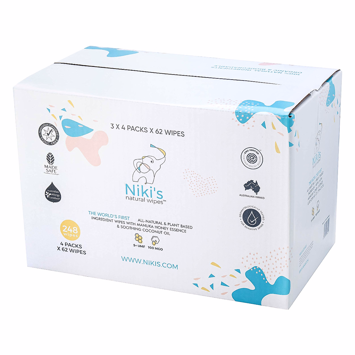 Niki's Natural Baby Wipes | Sensitive Organic Baby Wipes | Made with Manuka Honey and Coconut Oil, No Added Scents | EWG Verified | 744 Wipes (12 Pack x 62 Count Wipes) Baby Wipes Bulk