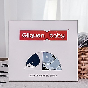 Gllquen Baby Crib Sheets for Boys Girls, Organic Fitted Crib Sheets Elastic Toddler Bed Crib Mattress Sheet Floral Pattern, Standard Safe Crib Sheets for Baby Unisex 52"x 28" x9"(Whale)