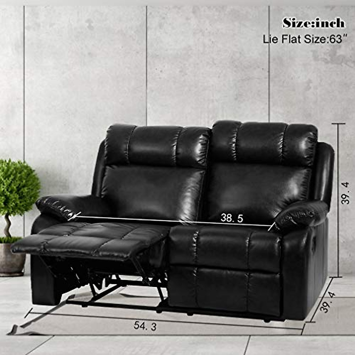 BestMassage Recliner Sofa for Living Room loveseat Sofa Couch PU Leather Sofa Recliner Couch Manual Reclining Sofa for Home Furniture