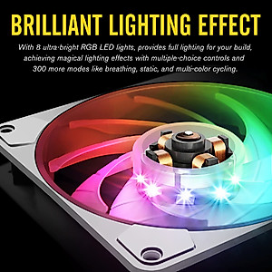EZDIY-FAB Cube Fan Pro RGB Case Fan 120mm with Fan Hub X and Remote, 5V 3PIN ARGB Fans, Motherboard Aura Sync, High Performance Cooling Fan, Fan Speed Control,Quiet Fan- 5 Pack-White