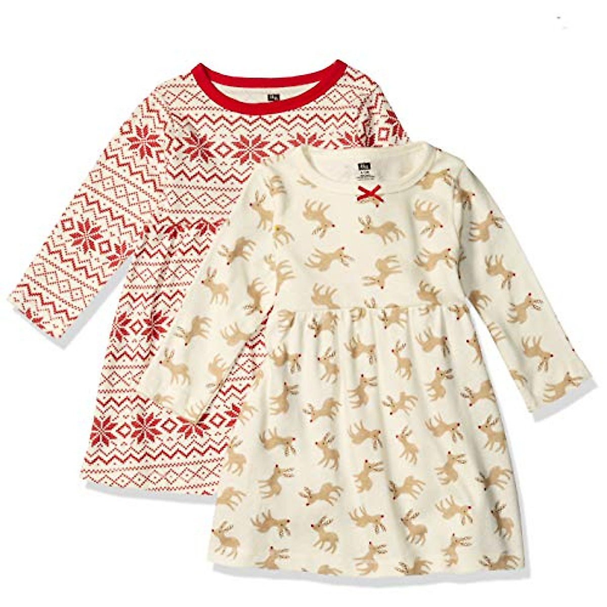 Hudson Baby Girl's Cotton Dresses, Reindeer, 3-6 Months