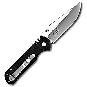 ANVIL BLADESMITHS ® - SILVERTIP - Pocket Knife, G-10 Black Handle, Straight Edge, Satin Blade