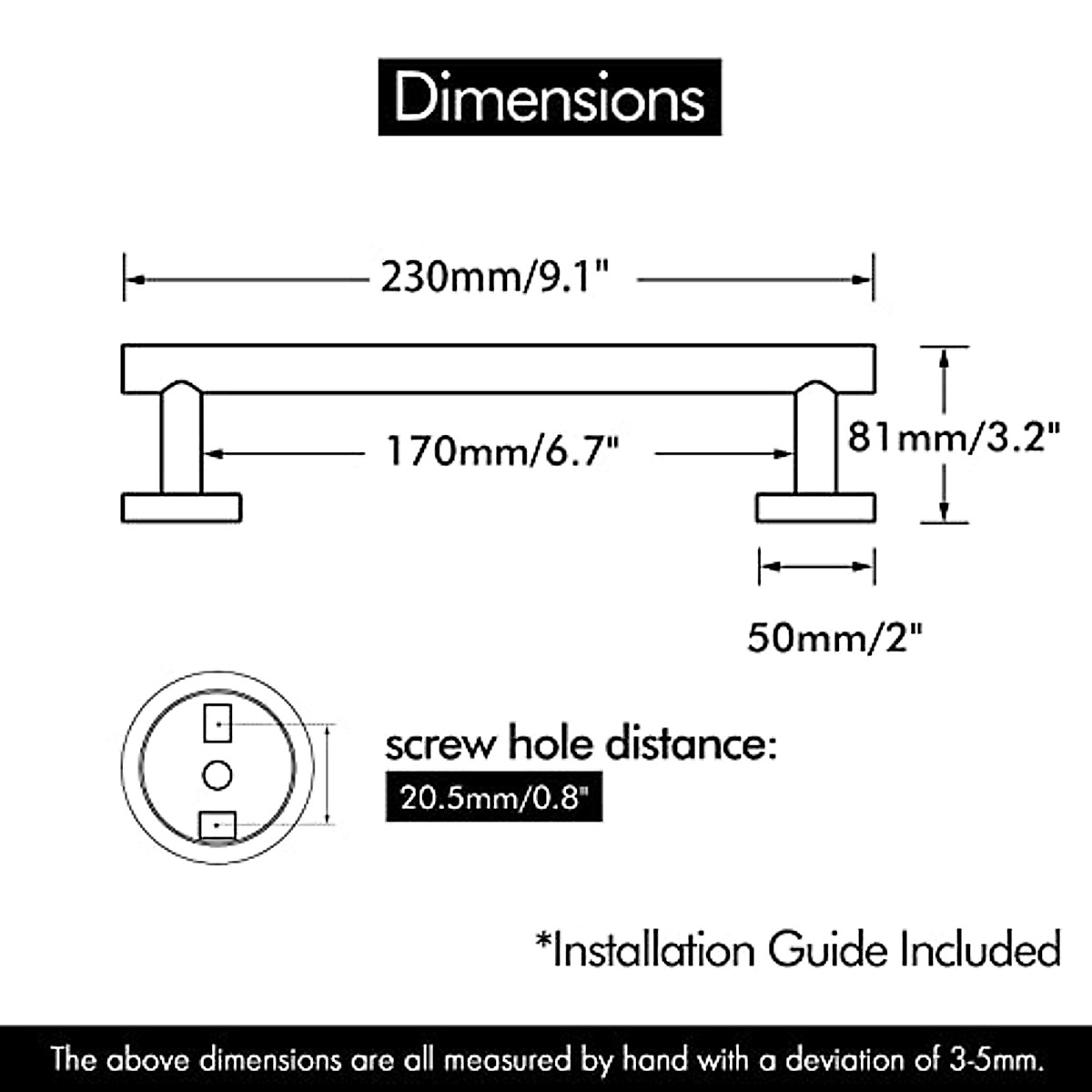 KES 6.7 Inches Hand Towel Bar for Bathroom Towel Holder Kitchen Dish Cloths Hanger SUS304 Stainless Steel RUSTPROOF Wall Mount Brushed Steel, Total Length 9.1 Inch, A2000S23-2