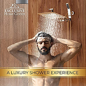 All Metal Shower Head 8" Dual Square Shower Head With Handheld Wand 71in Hose Set, High Pressure Rain Shower Heads Combo, 3-Way Diverter Rainfall Showerhead with Adjustable Extension Arm