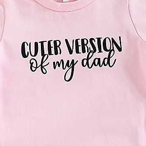 Toddler Baby Girl 2Pcs Summer Outfit Set Funny Letters Print T-Shirt Tops About Daddy Floral Flared Pants Clothes (Pink, 18-24 Months)