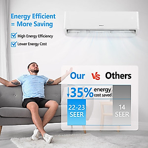 ROVSUN 12,000 BTU WIFI Enabled 23 SEER Mini Split AC/Heating System with Inverter, 230V Ductless Split System Air Conditioner w/Pre-Charged Condenser, Heat Pump & Installation Kit, Works with Alexa