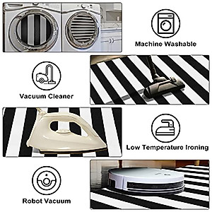 Collive Black and White Outdoor Striped Rug 27.5"x 43", Washable Layered Door Mats Outdoor,Farmhouse Front Porch Rug Decor,Cotton Woven Entryway Rugs for Welcome Mat/Kitchen