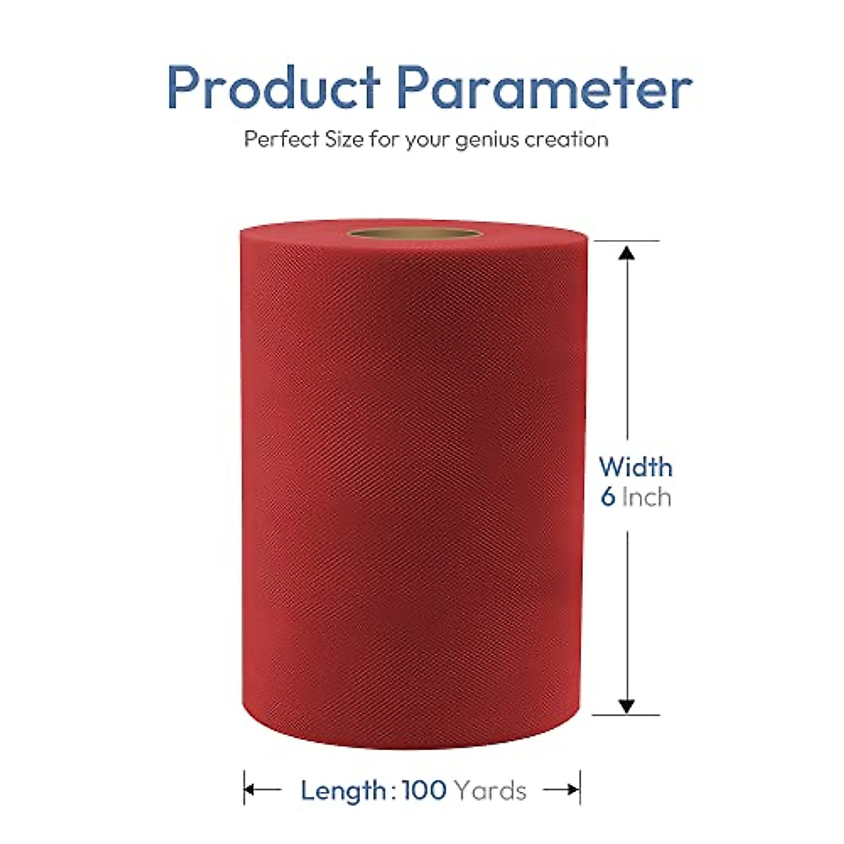 6" Wide x 100 Yards (300ft) Tulle Fabric Rolls, Red Tulle Ribbon Spool Fabric for DIY Crafts, Tutu, Party & Wedding Decoration Christmas Gift Wrapping Sewing and More (Red)