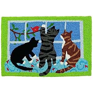 Catch The Pretty Bird Jellybean Accent Rug with Cats 20"x30" Doormat