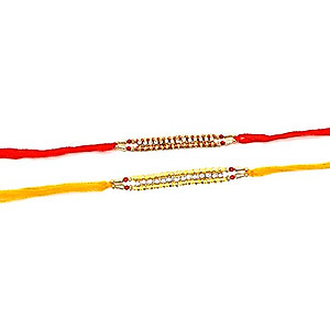 IndiaBigShop Set Of Two Rakhi, 14 Stone Rakhi Thread, Raksha Bandhan Gift For Your Brother Vary Color.