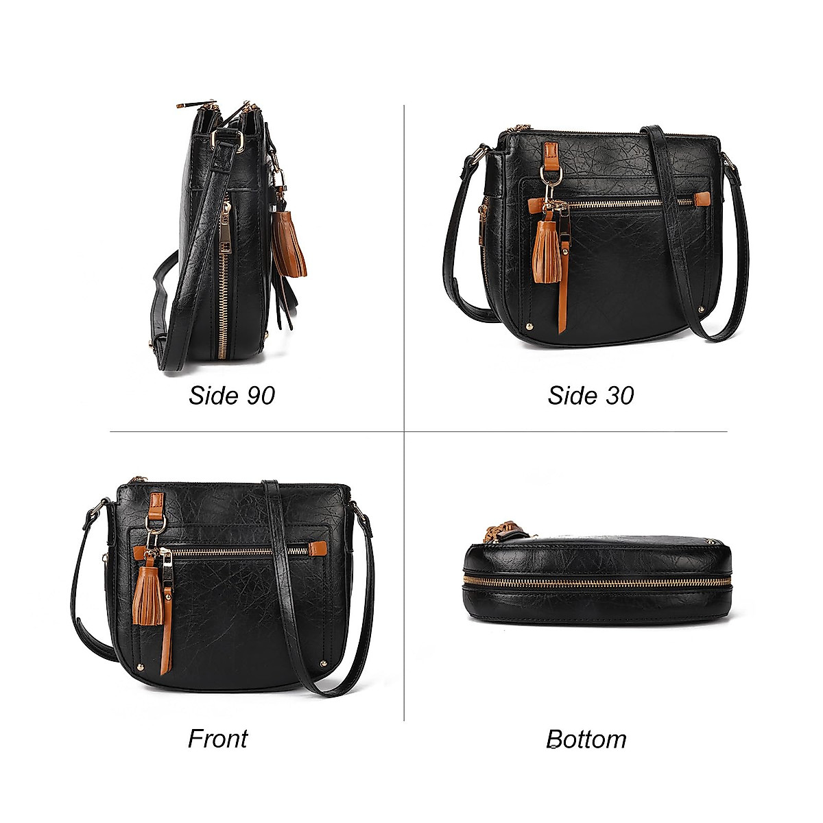 Crossbody Bags for Women Small Pu Leather Over the Shoulder Purses and Flap Cross Body Handbags with Multi Pockets