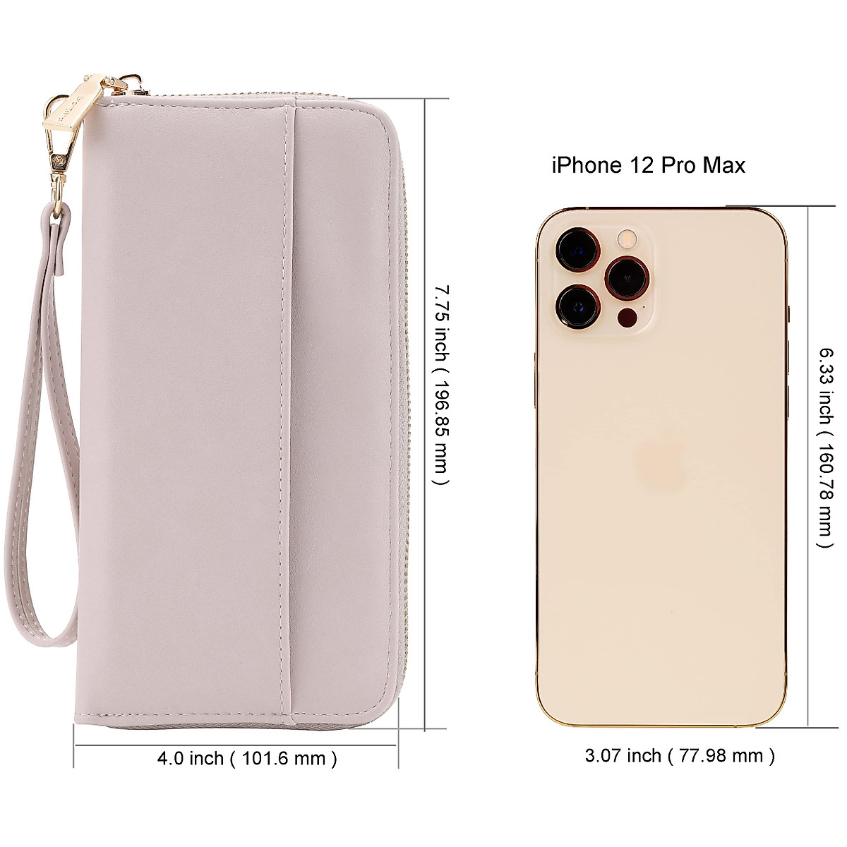 B BRENTANO Vegan Leather Slim Single-Zipper Wallet with Pocket, Wristlet and Tassel Accent (Leopard Brown)