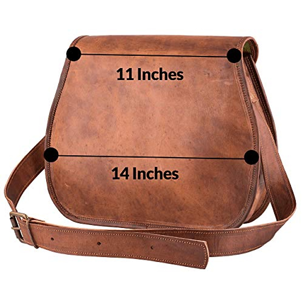 HB Handmade Crossbody Shoulder Bag Women Vintage Style Genuine Leather Purse 14" x 10"