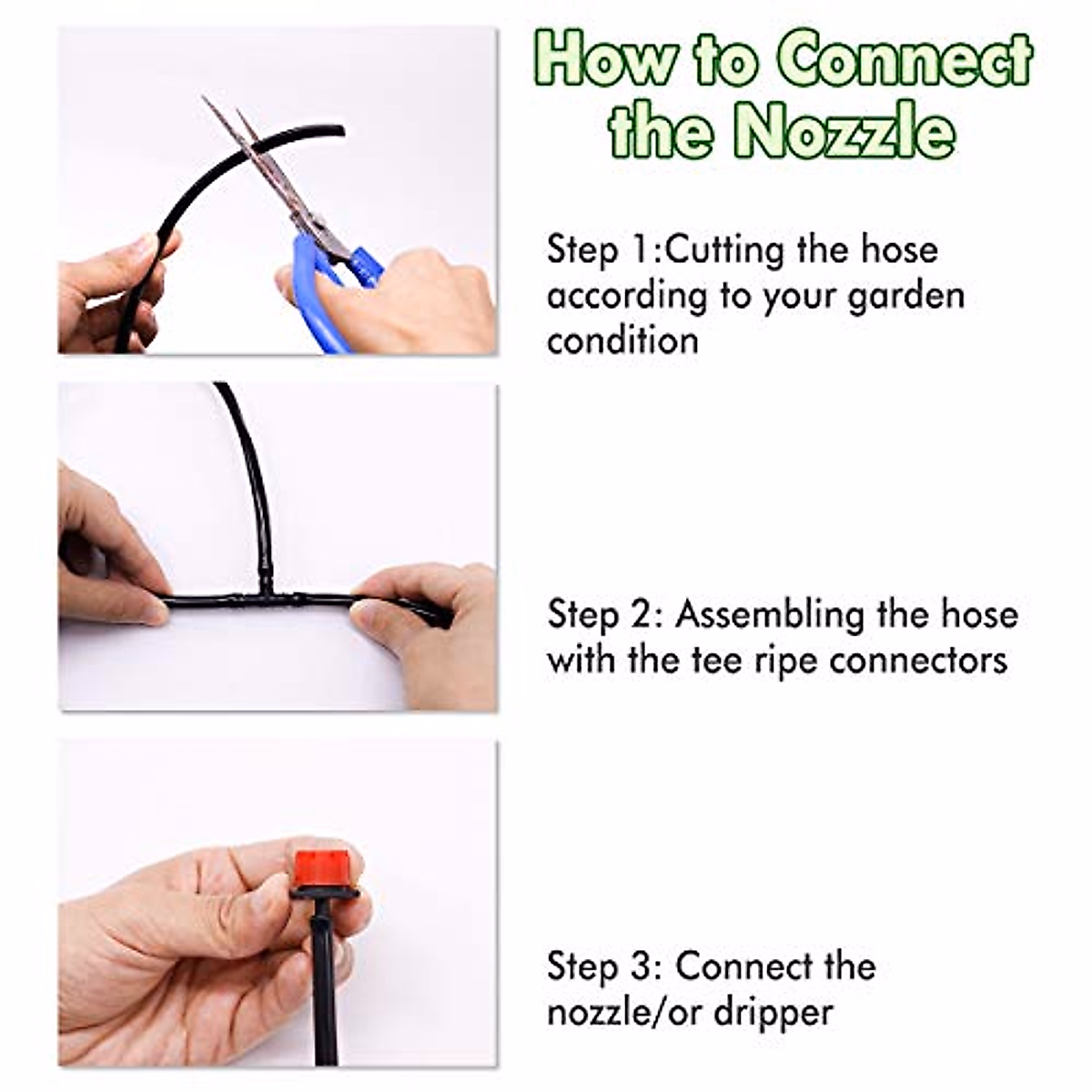 156Pcs Drip Irrigation Kit, Garden Irrigation System, Automatic Garden Watering System with Adjustable Dripper 82ft 1/4" Blank Distribution Drip Irrigation tubing, Garden, Flower Bed, Patio, Lawn