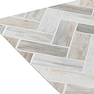 Retro Self Adhesive 12-Inch Vinyl Floor Tiles, 20 Tiles - 12" x 12", Stone Herringbone Pattern - Peel & Stick, DIY Flooring for Kitchen, Dining Room, Bedrooms & Bathrooms by Achim Home Decor