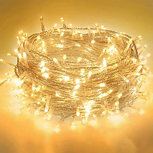 FEIJUNWA 32.8fT 100 LED String Light, 8 Lighting Modes Fairy Twinkle String Lights Wedding Party Home Garden Bedroom Outdoor Indoor Wall Decorations, Warm White
