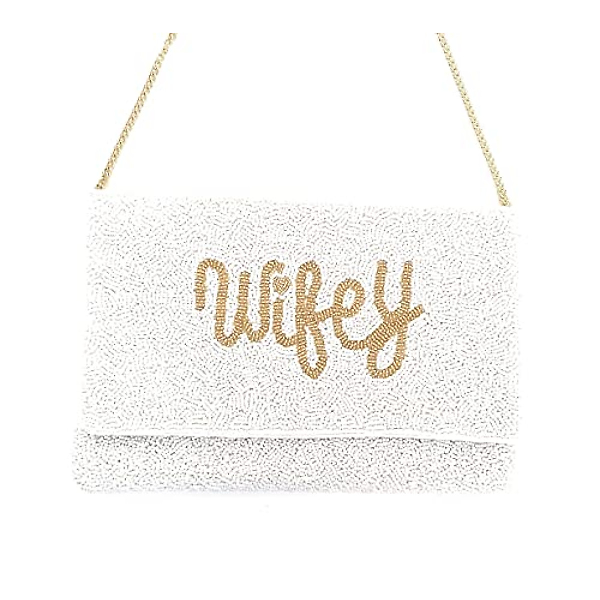 WIFEY Clutch Purse, Bride Gifts, Bridal Gift for Bride, Wedding Gift, Bride To Be Gift, Engagement Gift, Bridal Wedding Gift, Bride Beaded Clutch, Wifey Bride Bag, Future Wife Gift, White