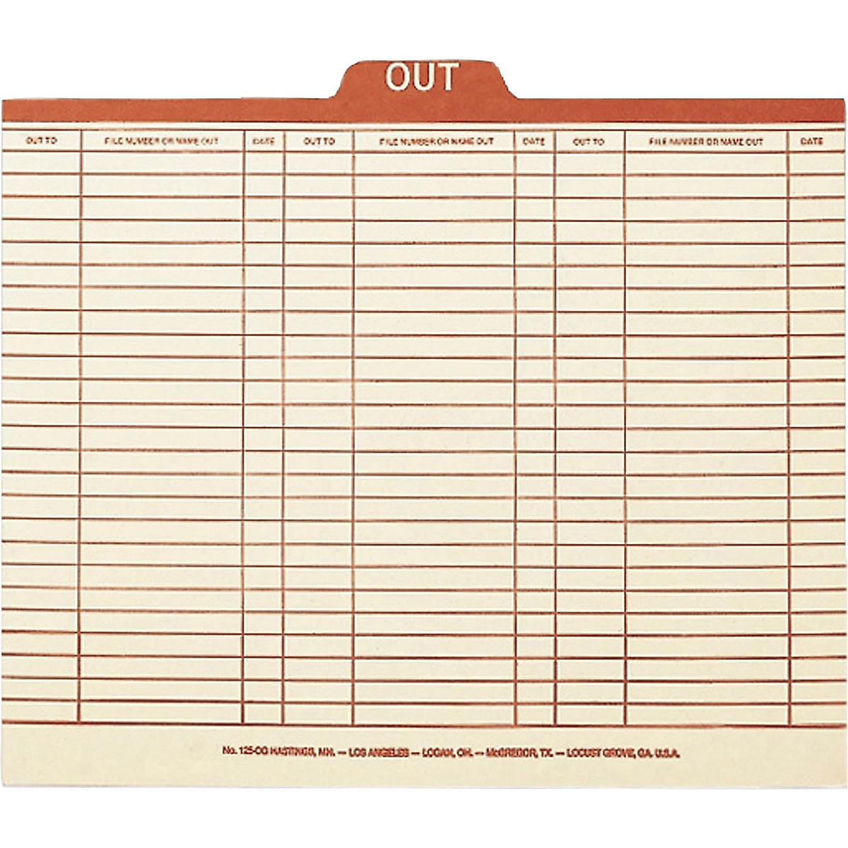 Smead Out Guide Printed Forma Style, 1/5-Cut Tab Center Position, Guide Height, Letter Size, Manila, 100 per Box (51910)